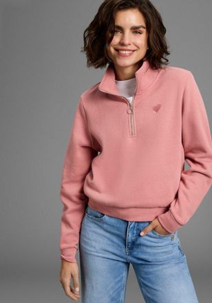 Laura Scott Sweater Modisch verk&uuml;rzt mit Troyer-Kragen und Rei&szlig;verschluss&shy;