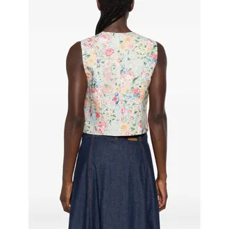 Farm Rio Floral Linen Waistcoat - White