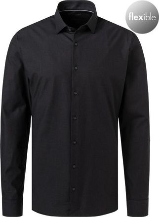 Olymp Herren Hemd schwarz Baumwolle