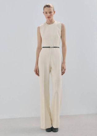 Mango R&uuml;ckenfreier Jumpsuit mit G&uuml;rtel vanille - Damen - XS - MANGO