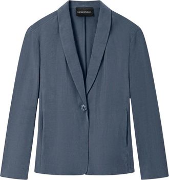 Emporio Armani Femme, Vestes, Bleu, Taille: 44 FR Veste en twill d&eacute;lav&eacute;