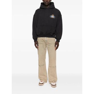 Rhude Logo-Print Cotton Hoodie - Black