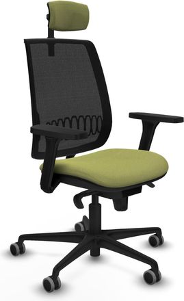 Piqueras y Crespo B&uuml;rostuhl mit R&uuml;ckenlehne und 3D-Armlehnen, h&ouml;henverstellbare Lendenwirbelst&uuml;tze und Kopfteil, h&ouml;henverstellbar und neigbar, Schwarz/Olivgr&uuml;n