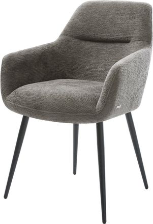 DELIFE Polsterstuhl Pejo-Flex 4-Fuß konisch Schwarz Bouclé Soft Schlamm Taschenfederkern