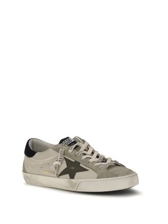 Golden Goose Mens Super Star Sneakers Cream-Grey-Olive Green-Dark Blue Cream/grey/olive Green/dark