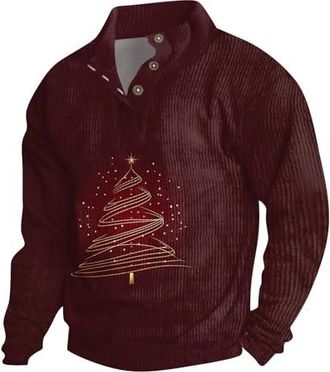 Generic Chandails en velours côtelé pour homme - Sweat tendance à imprimé graphique flocon de neige - Sweat surdimensionné à manches longues en velours côtelé