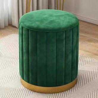 Generic Runder Ottoman mit Stauraum aus Samt, niedriger Hocker aus Leder und Schwamm, gepolsterte Fußstütze mit vergoldeter Basis for Wohnzimmer, Schlafzimmer