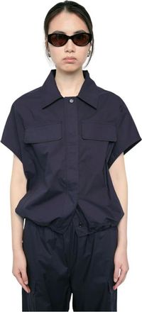 Meimeij Femme, Blouses et Chemises, Bleu, Taille: 40 FR Chemise large avec cordon de serrage en bas