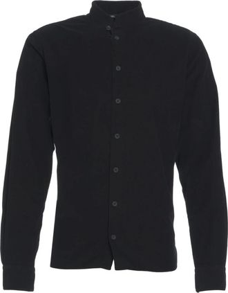 Hannes Roether Homme, Chemises, Noir, Taille: L Chemise en Tricot à Col Mandarin Moderne