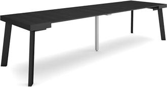 Skraut Home | Ausziehbarertisch | Multifunktionaler ausziehbarer | 300 | Für 14 Gäste | Hölzerne Beine | Moderner Stil | Schwarz