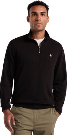 Original Penguin Herren Org FLC Qtr Zip Stic Sweatshirt, Schwarz, L