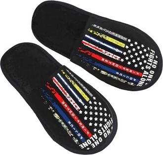 Generic Pantoufles En Coton Drapeau Des Premiers Intervenants « Personne Ne Se Bat Seul » Antidérapantes Slippers Doux Pantoufles Pour Unisex Hôtels Automne L