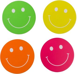 Out of the Blue Smile Gesichter Untersetzer in Neon-Farben im 4er Set - Bierdeckel Glasuntersetzer Unterleger