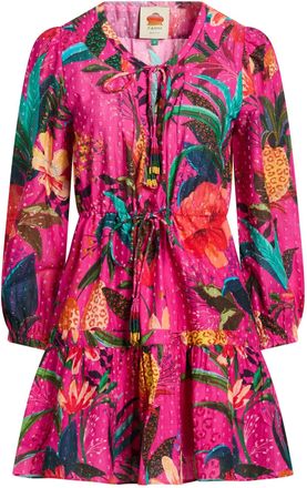 Farm Rio LEOPARD FLOWERS PINK MINI DRESS