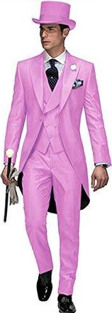 Frank Hommes Beau 3 Pièces Tailcoat Suit Set Costume Business pour Les Hommes Tenue de Mariage Formel 2019