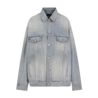 Balenciaga Blaue Jeansjacke mit Logoaufdruck - - Jackets - Damen - Blau - XS