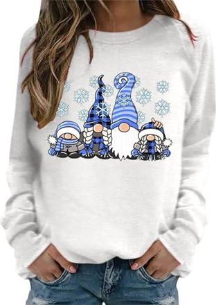 Generic Pull De Noel Femme Grande Taille Sweat-Shirt FéMinin sans Capuche à Col Rond Manches Longues Confortable Pull DéContracté VêTement DEntraîNement Quoti