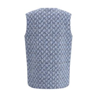 Gucci Womens Blue Cotton Sleeveless Jacket Clothing