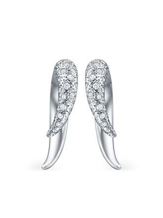Tasaki 18kt Collection Line Danger Horn Wei&szlig;goldohrringe mit Diamant - Silber