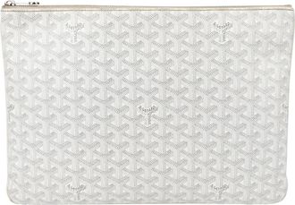 Goyard Crossbody Bags - Goyard White Goyardine Monogram Senat MM Clutch - Gr. unisize - in Weiß - für Damen