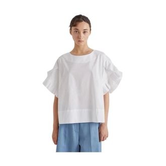 Meimeij Femme, Blouses et Chemises, Blanc, Taille: 44 FR Pliss&eacute; Ruffle Blouse