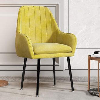 Generic Samtgepolsterter Akzentstuhl Mit Metallbeinen, Moderner Getufteter Schminkstuhl for Den Schminkbereich Im Schlafzimmer, Schönheitssalon(Yellow)
