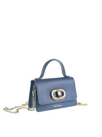 Pierre Cardin Sac à main pour femme en cuir véritable Made in Italy 19,5 x 10 x 7 cm 1970, Bleu jeans, Taille unique