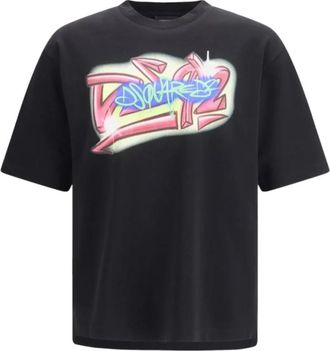 Dsquared2 Homme, Tops, Noir, Taille: S T-shirt &agrave; col rond et coupe ample