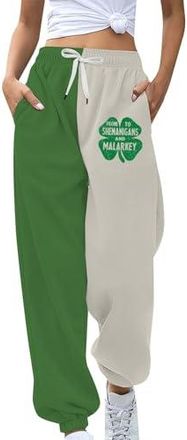 Generic HUIFUAO Pantalon de surv&ecirc;tement de la Saint-Patrick pour femme, pantalon de jogging tr&egrave;fle dr&ocirc;le, costume irlandais de la St Paddys, pantalon de tr&egrave;fl