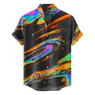 Generic Chemise &agrave; manches courtes pour homme avec poches sur la poitrine, chemise &agrave; bouton-pression, multicolore, chemises &agrave; manches courtes, chemise d&eacute;t&eacute; con