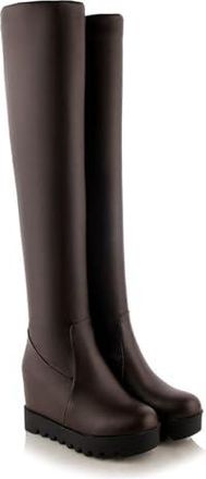 Generic Bottes &agrave; talon compens&eacute; pour femme - Bout rond - Tendance - Pour lhiver, marron, 37.5 EU