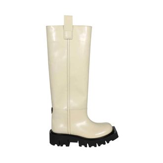Msgm Kalbsleder Stiefel Runde Eckige Zehenpartie - - Shoes - Damen - Beige - 41 EU