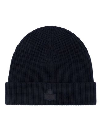 Isabel Marant bonnet nervur&eacute; &agrave; logo brod&eacute; - Bleu