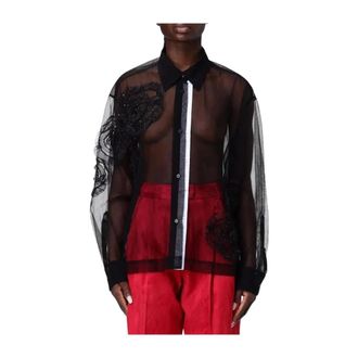 Des_Phemmes DES Phemmes, Femme, Blouses et Chemises, Noir, Taille: 36 FR Chemise &Eacute;l&eacute;gance Transparente