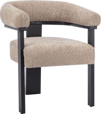 Vente-Unique Stuhl mit Armlehnen - Boucl&Egrave;-Stoff & Kautschukholz - Taupe & Schwarz - LIVELIA