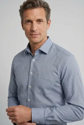Olymp Businesshemd OLYMP Luxor modern fit, Herren, Gr. 37, N-Gr, blau (bleu), Web, Obermaterial: 100% Baumwolle, gemustert, 2-Knopf-Manschette, Hemden, modi