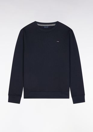 Eden Park Sweatshirt &Agrave; Col Rond En Molleton Coton Marine Coupe Droite