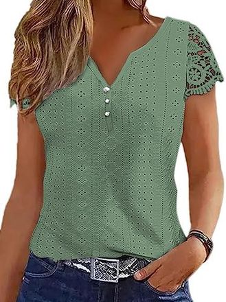 Onsoyours Chemisiers Et Blouses Femme &Agrave; Manches Courtes Sexy Col V Zipper Blouses Femmes Chic Sexy &Eacute;paules D&eacute;nud&eacute;es Hauts Blouses Boho Camisole Tunique F1 Vert 