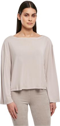 Urban Classics Womens Ladies Short Modal Bateau Necklinie Longsleeve T-Shirt, warmgrey, M