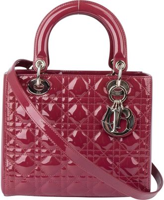 Dior Crossbody Bags - Christian Dior Quilted Patent Leather Lady Dior Ha - Gr. unisize - in Rot - f&uuml;r Damen