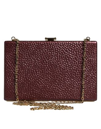 Dolce & Gabbana Womens Maroon Leather Clutch Evening Crossbody Bag