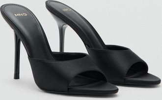 Mango Sandales talon satin&eacute;es noir - Femme - 35 - MANGO