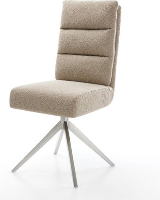 DELIFE Drehstuhl Pela-Flex Boucl&eacute; Schlamm Kreuzgestell breit Edelstahl 360&deg; drehbar Wippfunktion Taschenfederkern, Esszimmerst&uuml;hle
