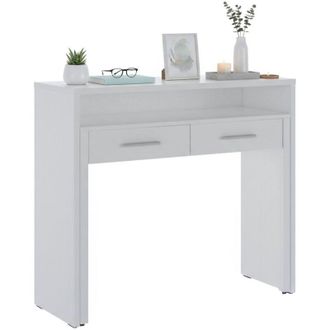 Dmora Opaglio Schreibtisch, anpassbar, 2 Schubladen, ein Fach, 98,6x36,6x86,9h cm Wei&szlig;