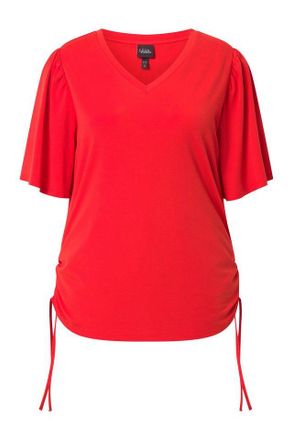 Ulla Popken T-Shirt T-Shirt Raffb&auml;nder V-Ausschnitt Fl&uuml;gel-Halbarm