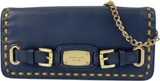 Michael Kors Pre-owned 1974222 Sac bandouli&egrave;re en cuir avec cha&icirc;ne - Femme - Pre-owned - Bleu - Taille: ONE Size