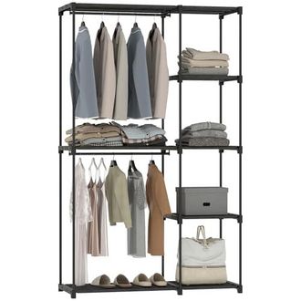 HOMCOM Armoire de Rangement, penderie Portable, Armoire Chambre avec 2 Barres de Suspension et 6 &eacute;tag&egrave;res, Facile &agrave; Assembler, penderie v&ecirc;tement pour vestiai