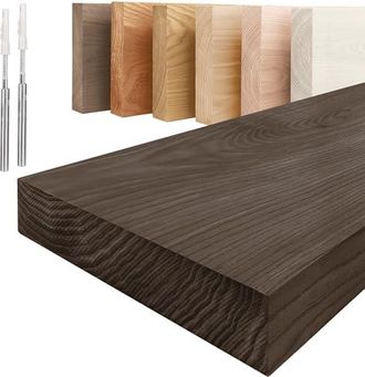 Lamofootwear Manufaktur Étagère Murale en Bois Massif, Bord régulier Droit, étagère Flottante Montage Invisible Noir 160cm, LWG-01-A-006-160W