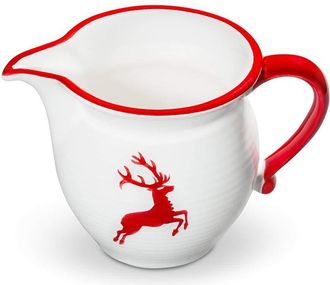 Gmundner Keramik Milchgie&szlig;er glatt F&uuml;llmenge : 0.5 Liter rubinroter Hirsch Geschirr, handgemacht in &Ouml;sterreich