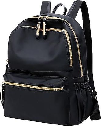 Generic Sac &agrave; dos avec poche &agrave; eau en nylon - Grande capacit&eacute; - Fermeture &eacute;clair - Coussins compressibles, Noir, taille unique